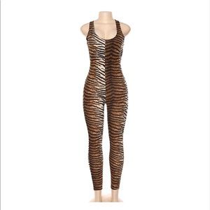 Pants & Jumpsuits | Tiger Animal Print Jumpsuit Yoga Workout Wear ...